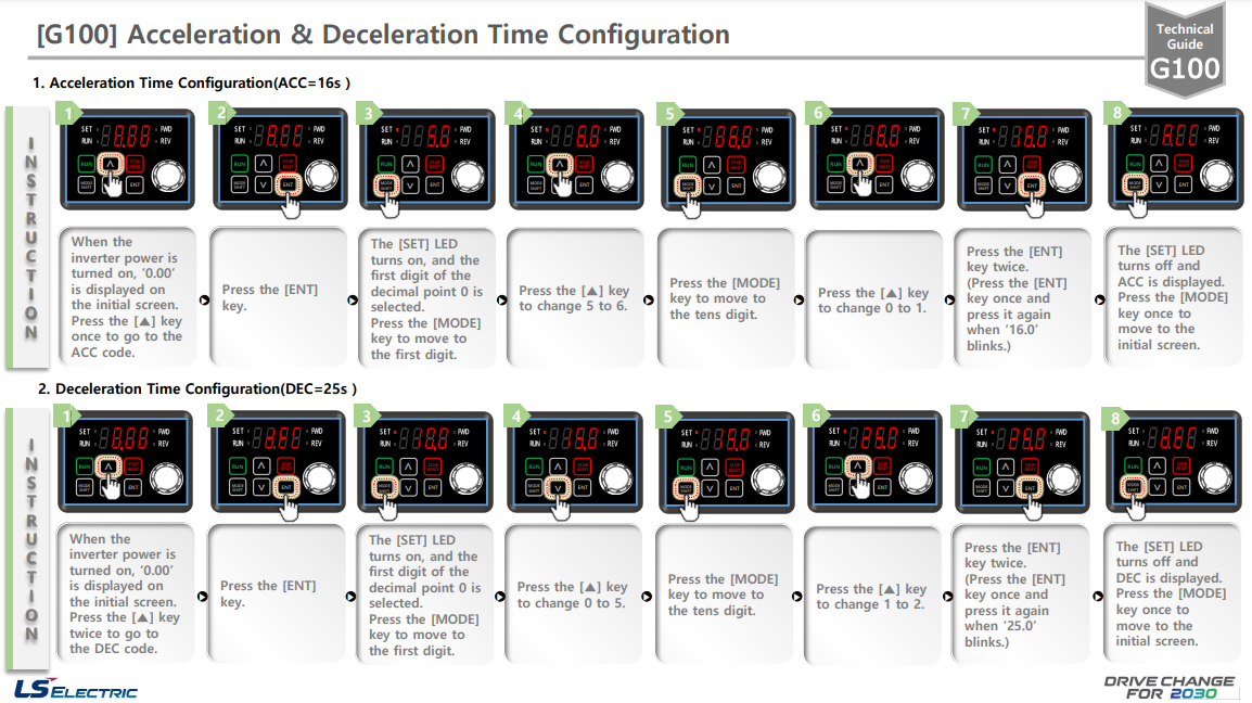 Solution Square : G100 가속시간, 감속시간 변경하는 방법(영문)