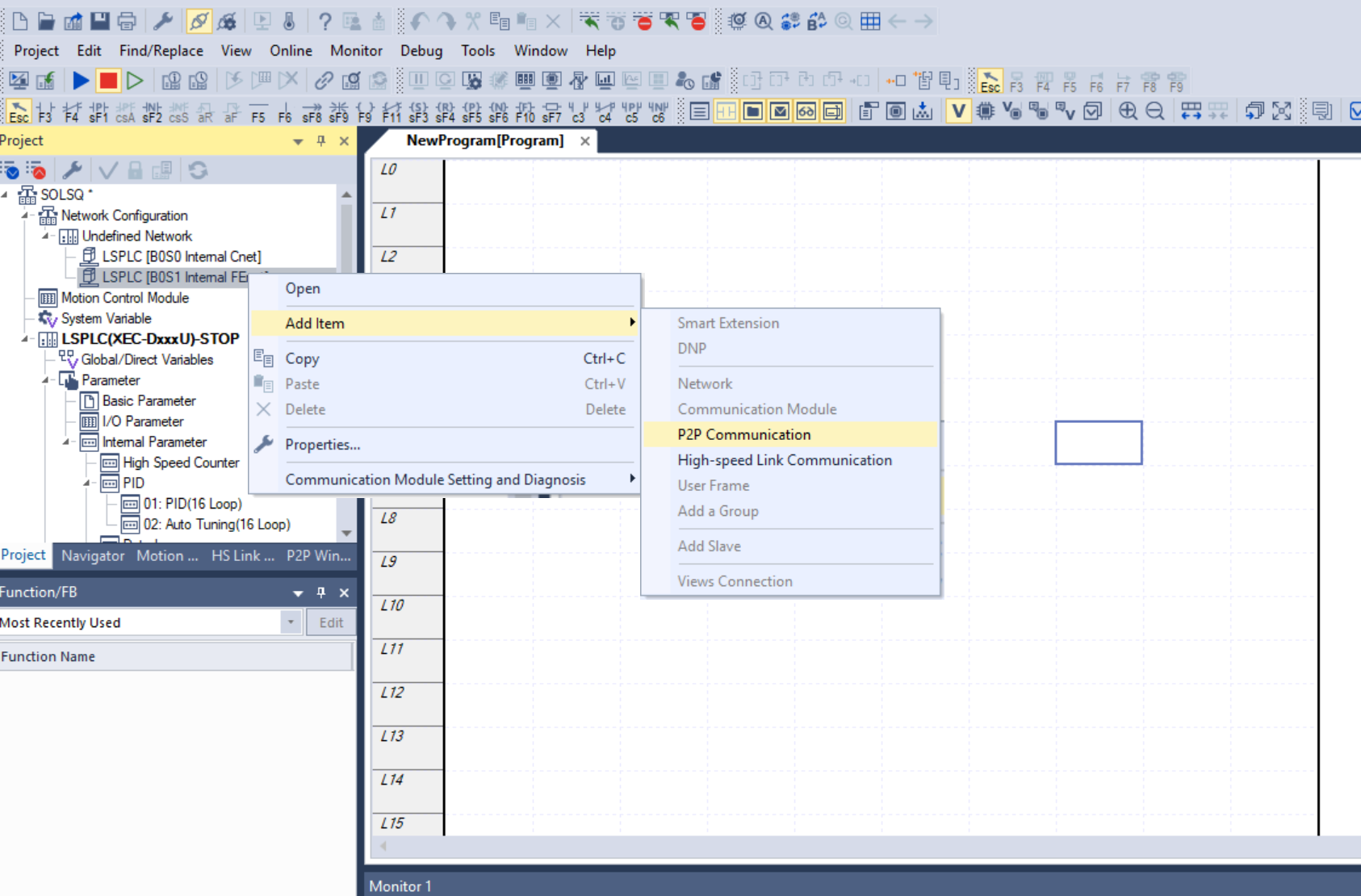 Solution Square : P2P communication in XG5000-Modbus