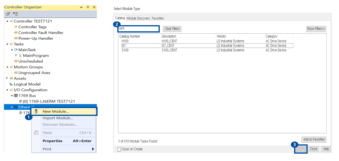 Solution Square : AB PLC와 IS7 ETHERNET/IP 주기통신 설정 방법