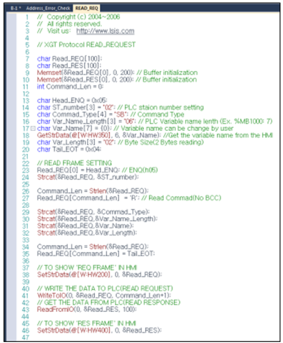 Solution Square : XGT protocol communication using HMI script