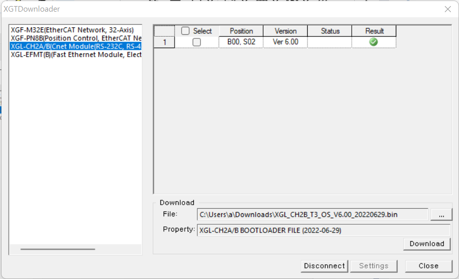 Solution Square : XGTDownloader Software for XGT Communication/Motion